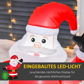 HOMCOM Vánoční dekorace Nafukovatelný Santa Claus venkovní vánoční dekorace, včetně ventilátoru, 1,2 m, červená + bílá