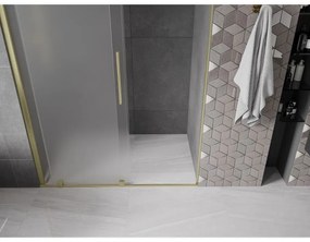 Mexen Velar, posuvné sprchové dveře do otvoru 130 cm, 8mm sklo námraza, zlatá matná, 871-130-000-31-55