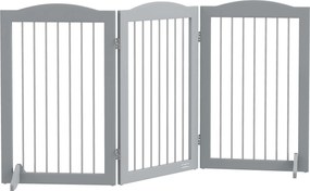 Skládací bezpečnostní bariéra PawHut, 3-panely pro psy, 2 podpěrné nohy, výška 80 cm, pro dveře, chodby, místnosti a schody, šedá