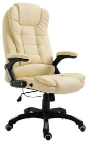 vidaXL Kancelářská židle krémová pravá kůže