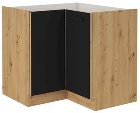 Rohová dolní kuchyňská skříňka Meriel 90/90 DN 1F BB (černá + dub artisan). 1033979