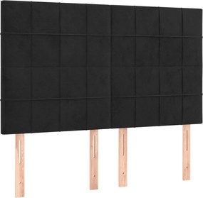 Box spring postel s matrací a LED černá 140x190 cm samet 3136121
