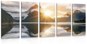5-dílný obraz krásný východ slunce na Novém Zélandu Varianta: 200x100