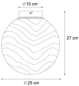 Designové stropní svítidlo černé s kouřově šedým sklem - Pillon