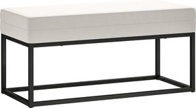 HOMCOM Moderní a Minimalistická Lavice do Předsíně s Nastavitelnými Nohy, Čalouněná Lavice do Ložnice z Sametu a Oceli, 94x42x44 cm, Krémová | Aosom