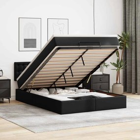 Osmanský postel s matracemi&LED černá 140 x 190 cm umělá kůže 3312152