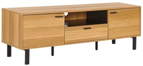 Televizní stolek světlé dřevo/ černý CLAREMONT Beliani