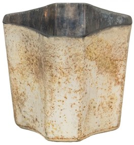 Skleněný svícen na čajovou svíčku s patinou – 9x8x8 cm