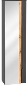 COMAD Vysoká závěsná skříňka - GALAXY 802 grey, grafit/lesklý grafit/dub votan