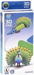 JOKOMISIADA 3D puzzle Páv / 18 dílků / papírové / 9,5 x 7,5 x 4 cm