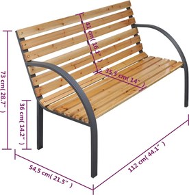 Zahradní lavice 112 cm masivní jedlové dřevo 319573