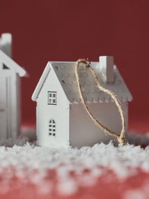 Sinsay - Vánoční ozdoby ve tvaru domečků 3 kusy - bílá