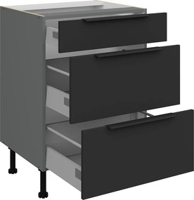 ARIA ab | dolní skříňka 60 D 3S zásuvková | 60 cm | PREMIUM BOX | antracit/černá