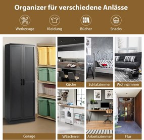 Costway 178 cm 5patrová vysoká skříň se 2 dveřmi a nastavitelnými – černý