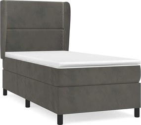 Box spring postel s matrací tmavě šedá 100x200 cm samet 3129136