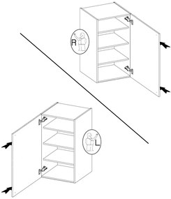 NESSANT se | horní skříňka 50 G-90 1F s policemi | 50 cm | VYSOKÁ | šedá