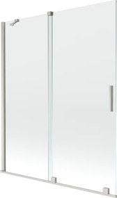 Mexen Velar, 2-křídlová posuvná vanová zástěna 140 x 150 cm, 8mm čiré sklo, broušená ocel, 896-140-000-01-97
