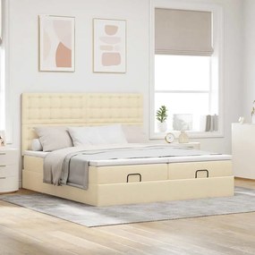 Osmanský rám postele s matrací krémová 180x200cm textil 3314588