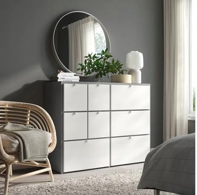IKEA VISTHUS Komoda, 8 zásuvek, 122 x 96 cm, šedá/bílá