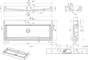 Sapho Orinoko OR100 umyvadlo 100 x 42 cm litý mramor