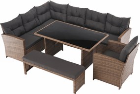Zahradní ratanový set, šedohnědá/světle hnědá, SAGIR