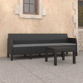 2dílná zahradní sedací souprava podušky PP ratan antracitová 3079670