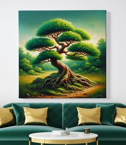 Obraz na plátně - Strom života košatá Bonsai v přírodě FeelHappy.cz Velikost obrazu: 100 x 100 cm