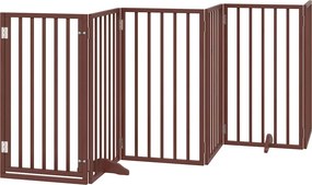 Zábrana pro psy s dvířky skládací 12 panelů hnědá 600 cm topol 3155551