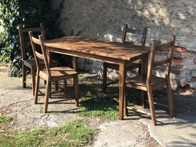 Stará Krása – Ruční výroba Dřevěný jídelní set s patinou 77x 200 x 100 8x Židle