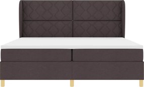 Postel s boxspringem s čelo Tmavě hnědá 200 x 200 cm textil 3340840