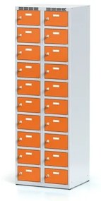 Alfa 3 Šatní skříňka s úložnými boxy, 20 boxů, oranžové dveře, otočný zámek
