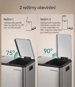 Odpadkový koš s víkem Jordan 3x18 L stříbrný