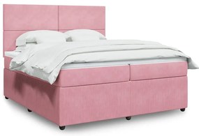 Box spring postel s matrací růžová 200x200 cm samet 3294729