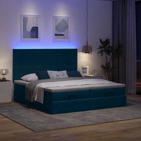 Osmanský rám postele s matracíes tmavě modrá 160x200cm samet 3314601