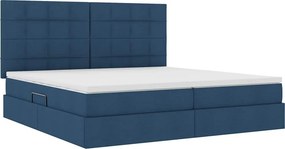 Postel s úložným prostorem a matrací Modrá 200 x 200 cm textil 3371807