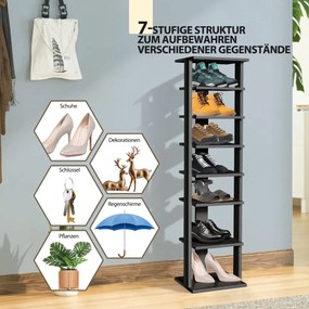 Costway Dřevěný stojan na boty 8patrový stojan na boty Organizér na boty