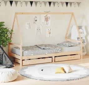 vidaXL Dětská postel se zásuvkami 80x200 cm masivní borové dřevo [834466] Barva: Černá