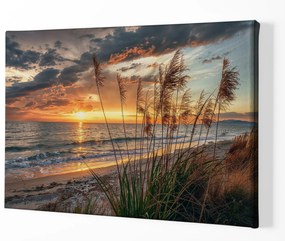 Obraz na plátně - Mračný západ slunce nad mořem FeelHappy.cz Velikost obrazu: 180 x 120 cm