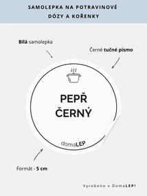Samolepka na kořenky PEPŘ ČERNÝ bílá 5 cm tučné písmo