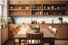DIMEX | Fototapeta do kuchyně Vintage provensalská tapeta KI-420-213 | 420 x 60 cm | vícebarevná, bílá