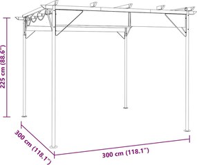 Pergola se zatahovací střechou antracitová 3x3 m ocel 180 g/m² 312226