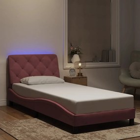 Rám postele s LED bez matrace růžový 80 x 200 cm samet 3213824