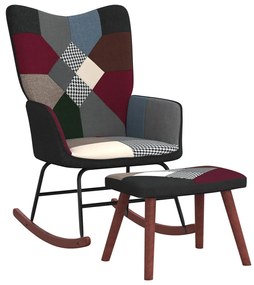 Houpací křeslo se stoličkou patchwork textil - Default Title