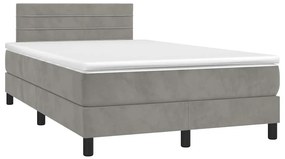 Box spring postel s matrací a LED světle šedá 120x190 cm samet 3270159