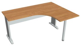 Stůl ergo oblouk levý 160×120/60 cm - Hobis Cross CE 60 L Dekor stolové desky: olše, Dekor lamino podnože: šedá, Barva nohou: Stříbrná