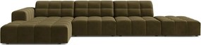 Khaki sametová rohová pohovka (levý roh/s lenoškou) Chicago – Cosmopolitan Design
