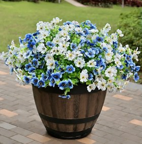 umělá květina, sedmikrásky, sada 30 ks (90 květů), výška 34 cm, plast, bílá/modrá, Dekorino UK20260028