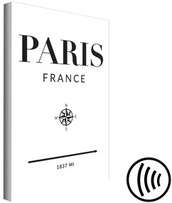 Obraz Směr Paříž (1-dílný) svislý - černobílý anglický nápis