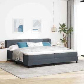 Postel s boxspringem s čelo Tmavě šedá 200 x 200 cm samet 3340407