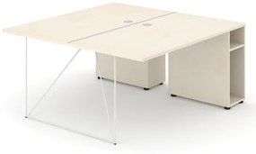NARBUTAS - Dvoumístný pracovní stůl AIR s otevřenými policemi 160x160